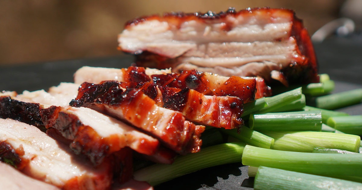 Chinese Roasted Red Pork Belly with Spring Onions | Snowys Blog