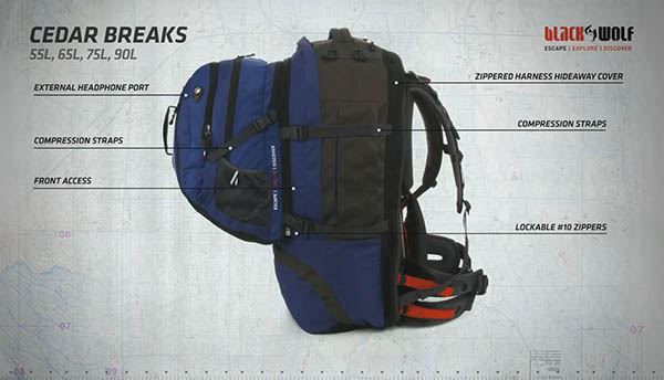 Black Wolf Cedar Breaks 90L Travel Pack Chilli | Snowys Outdoors